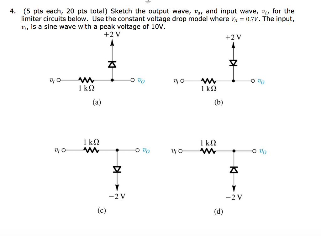 Solved 4. (5 pts each, 20 pts total) Sketch the output wave, | Chegg.com