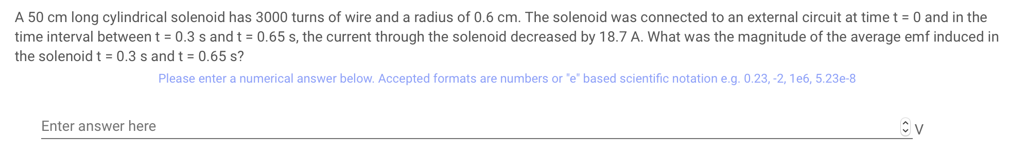 Solved A 50 cm long cylindrical solenoid has 3000 turns of | Chegg.com