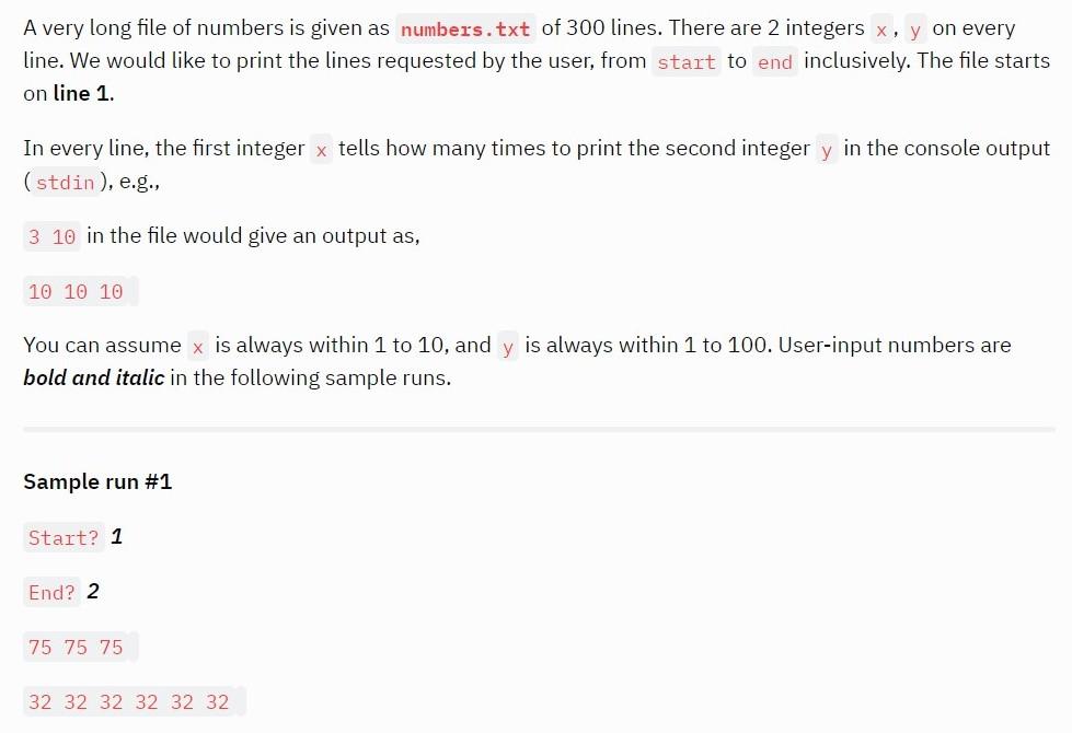 Solved A very long file of numbers is given as numbers.txt | Chegg.com