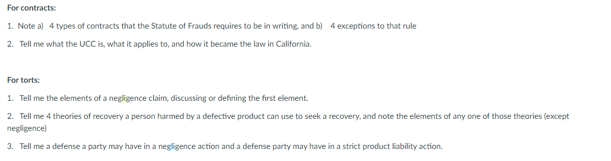 Solved 1. Note a) 4 types of contracts that the Statute of | Chegg.com