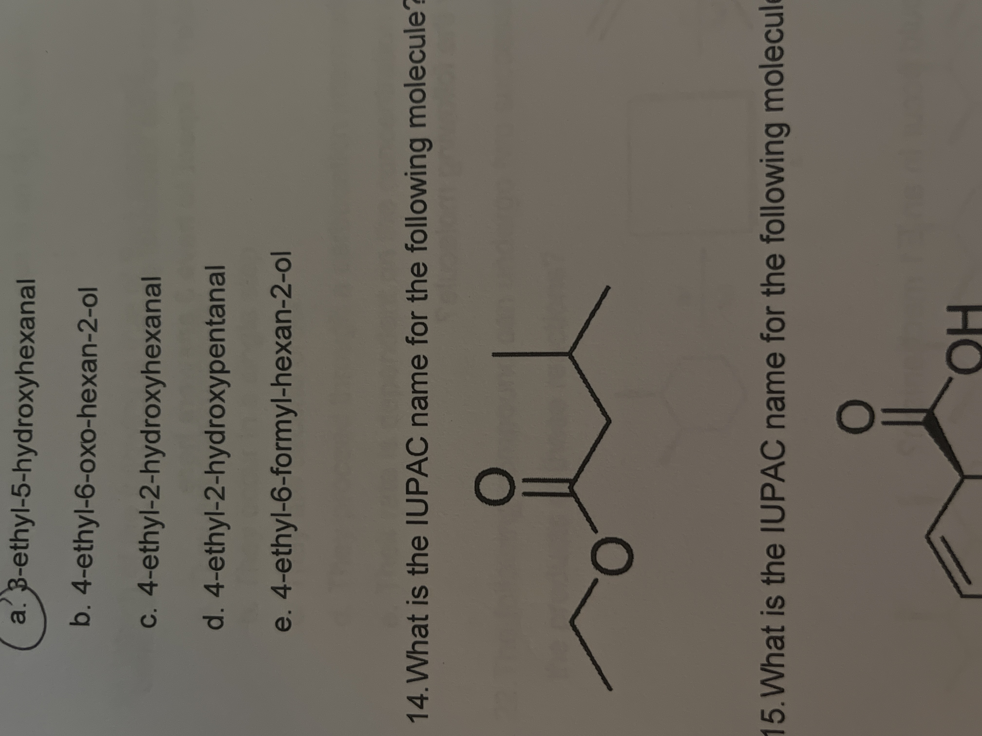 Solved a. 3-ethyl-5-hydroxyhexanal b. | Chegg.com