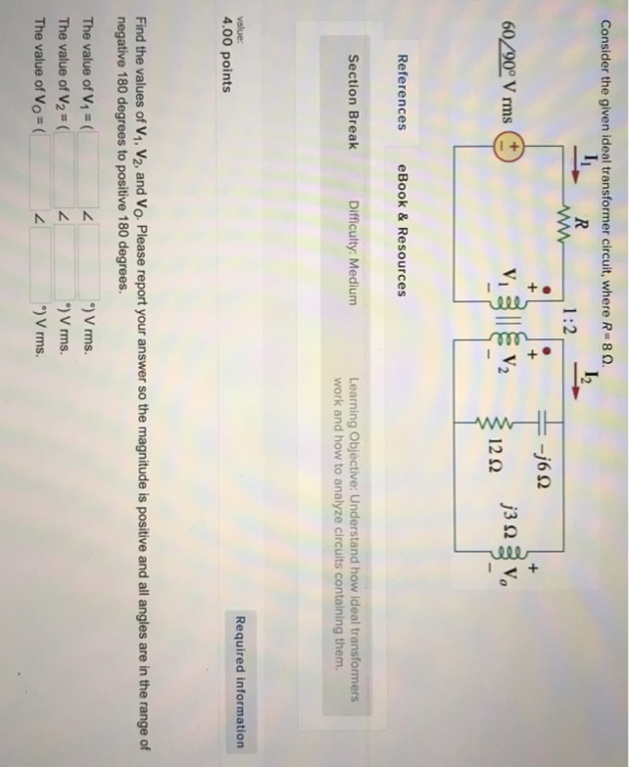 Solved Consider the given ideal transformer circuit, where | Chegg.com