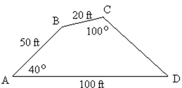 The drawing is of a irregular parcel of land. AB = 50 | Chegg.com