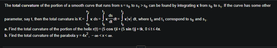 Solved The total curvature of the portion of a smooth curve | Chegg.com
