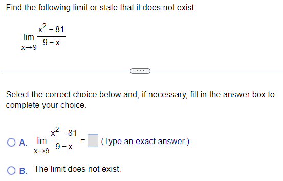 Solved Find the following limit or state that it does not | Chegg.com