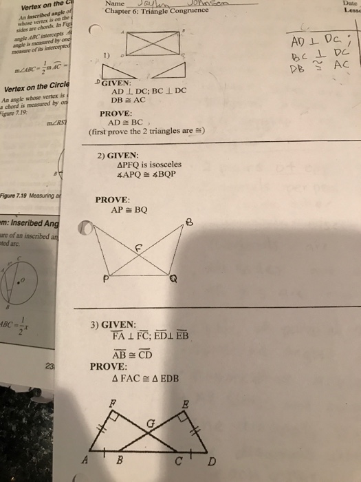 Solved Triangle Congruence GIVEN: AD DC; BC DC DB = AC | Chegg.com