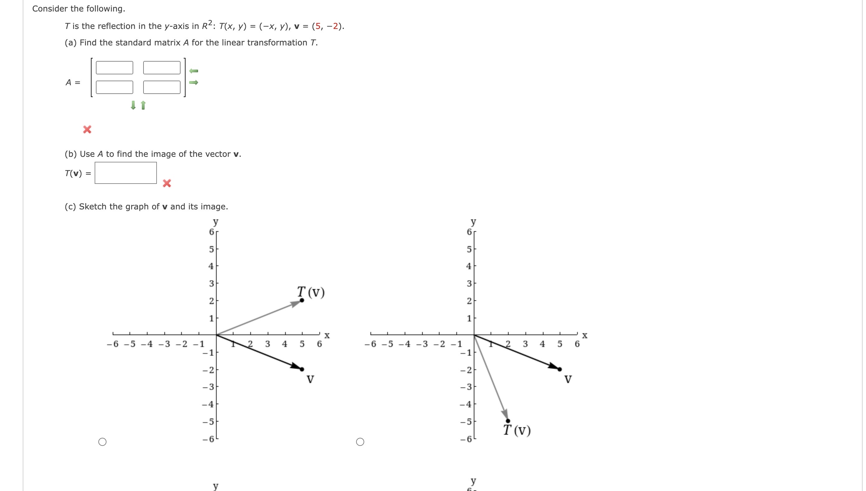 Solved T is the reflection in the y-axis in | Chegg.com