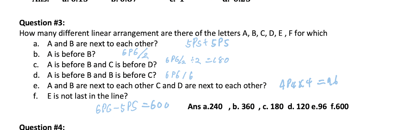 Solved Question #3: How many different linear arrangement | Chegg.com