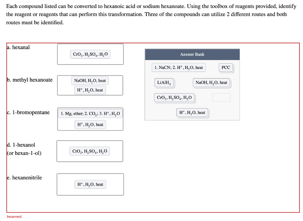 Solved Each compound listed can be converted to hexanoic | Chegg.com