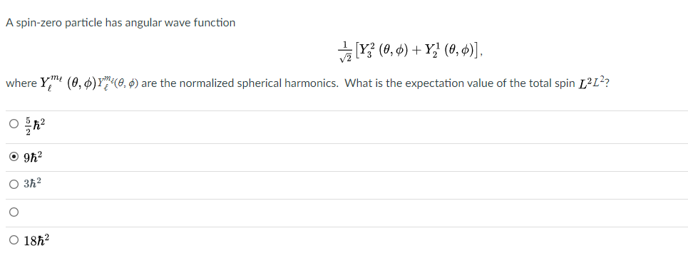 Solved A spin-zero particle has angular wave function Ja [Y3 | Chegg.com