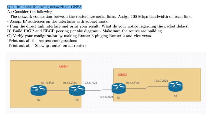 Q2) Build the following network on GNS3. A) Consider | Chegg.com