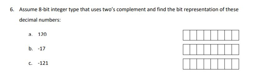Solved 6. Assume 8-bit integer type that uses two's | Chegg.com