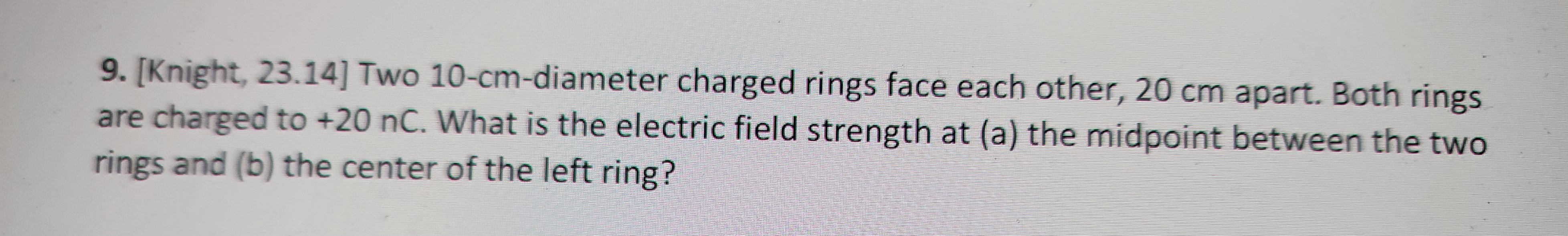 Solved [Knight, 23.14] ﻿Two 10-cm-diameter charged rings | Chegg.com