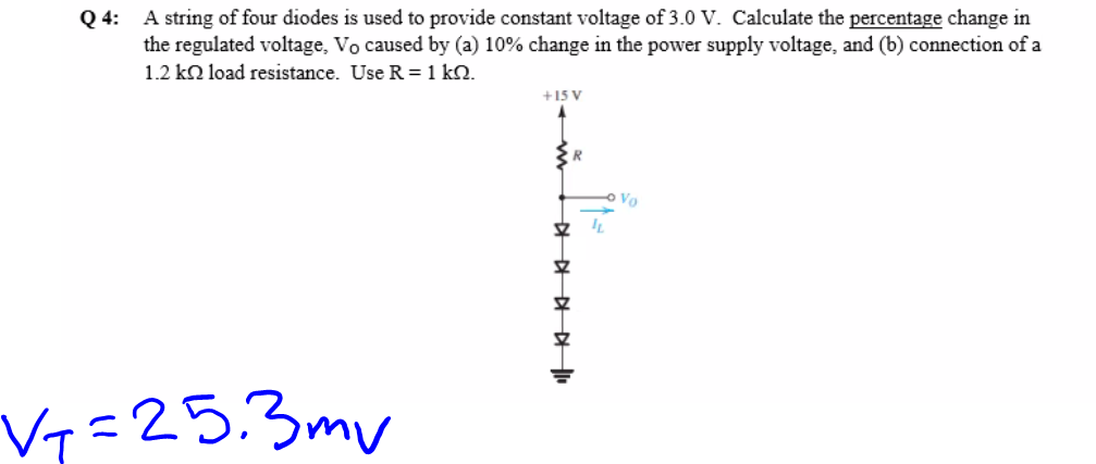 Solved Q4: A string of four diodes is used to provide | Chegg.com