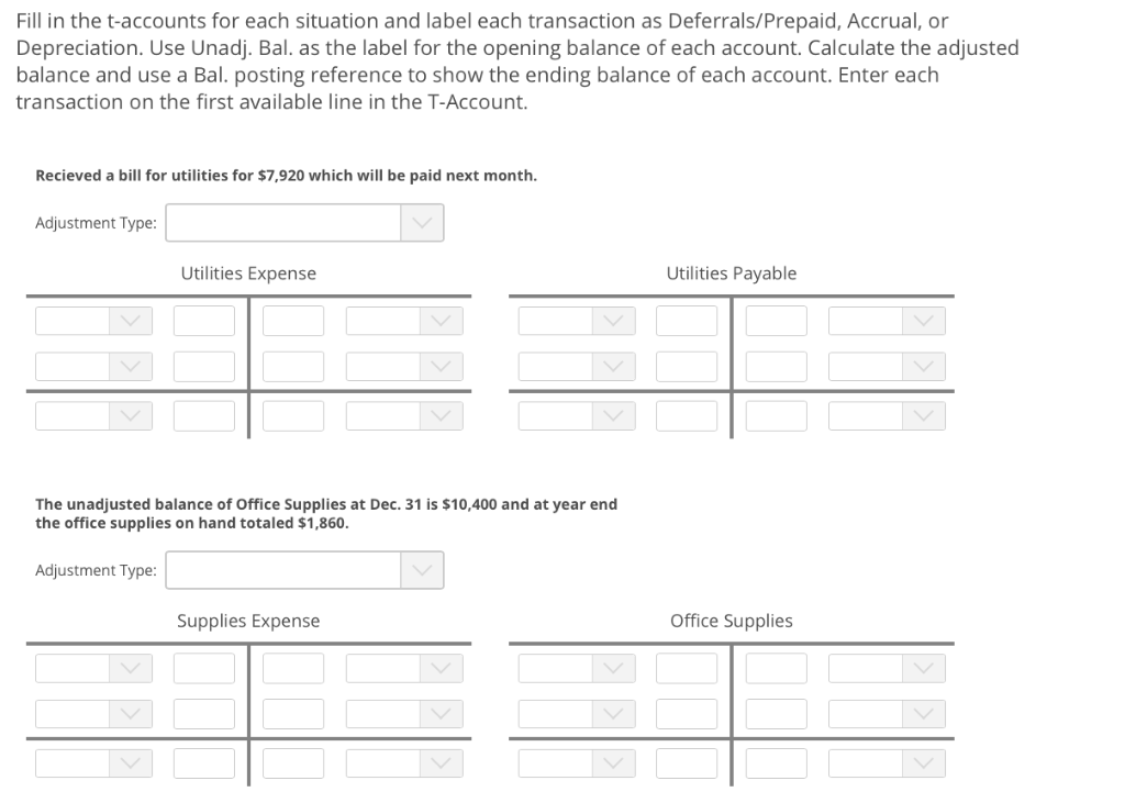 Solved Fill in the t-accounts for each situation and label | Chegg.com