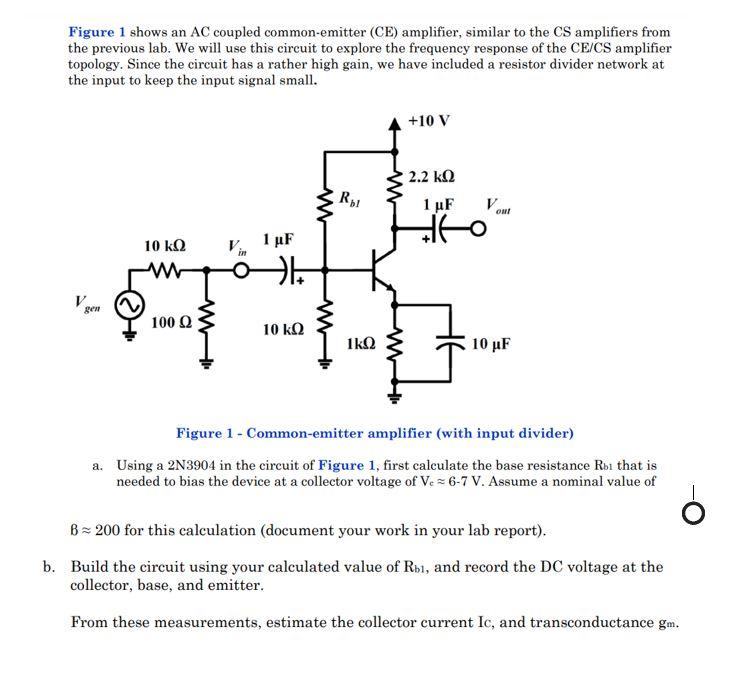 Solved Figure 1 shows an AC coupled common-emitter (CE) | Chegg.com