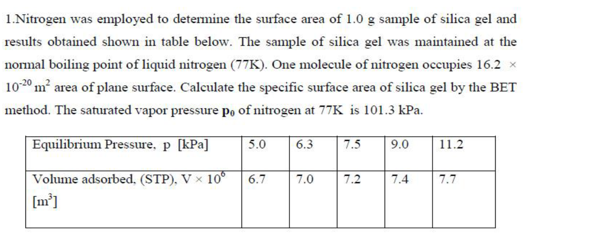 [Solved]: do not use excel program 1. Nitrogen was employed