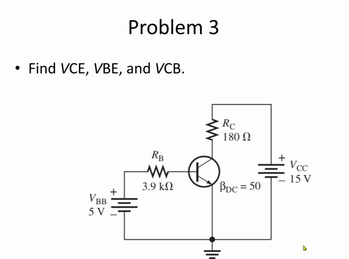 Solved Determine IB,IC,IE,VCE, and VCB in Figure 4−9 for the | Chegg.com