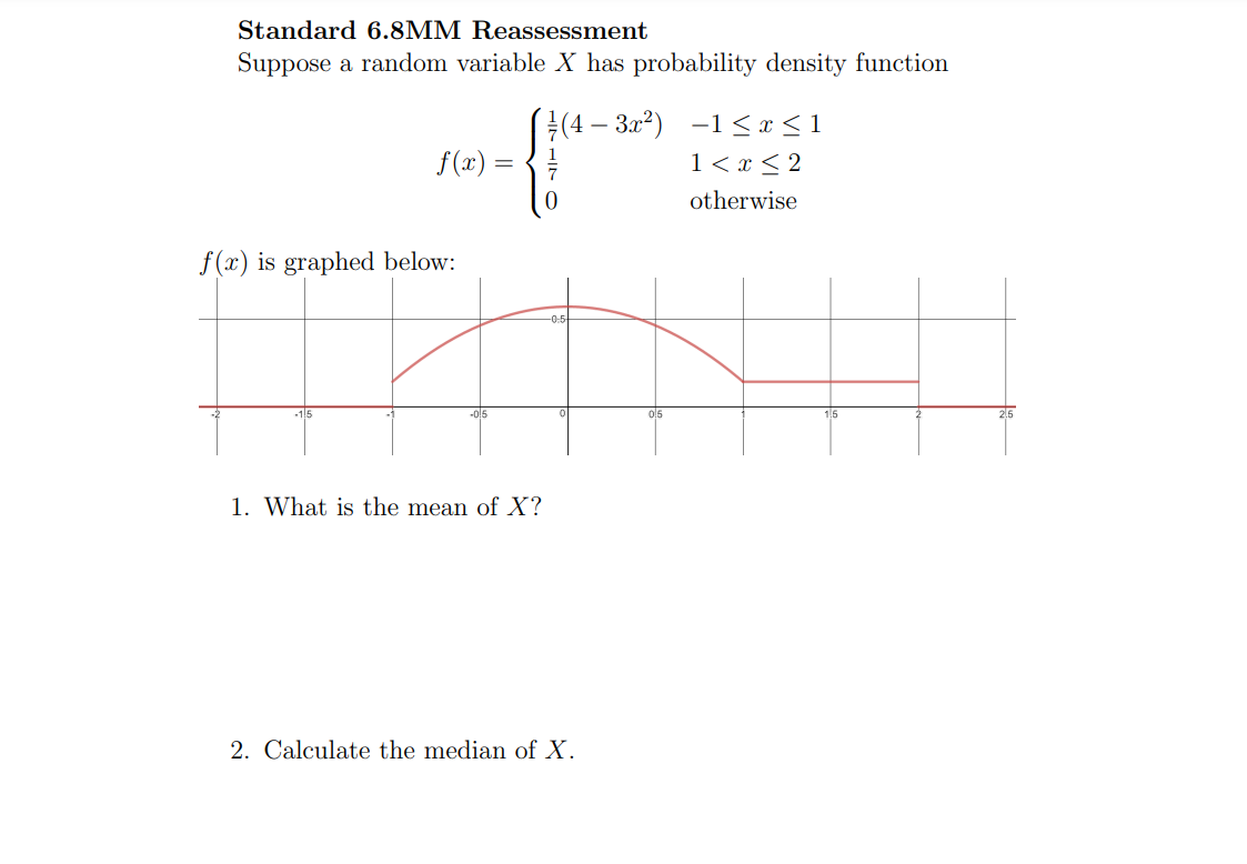 Solved Standard 6.8MM Reassessment Suppose a random variable | Chegg.com