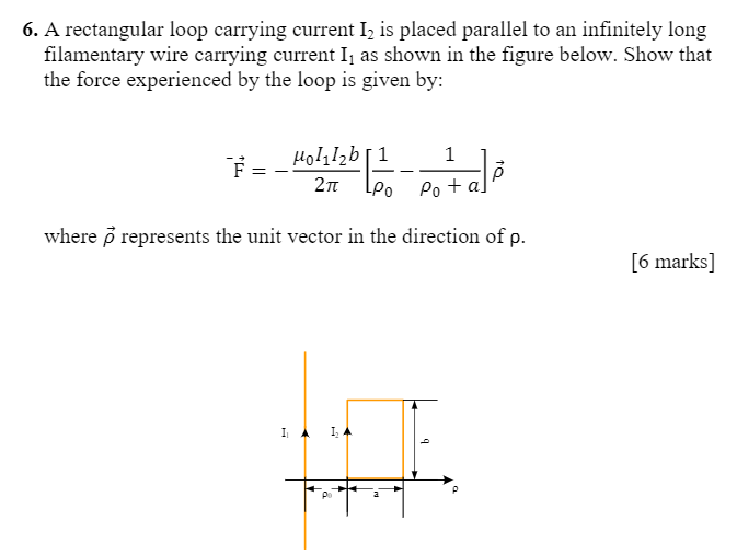 Solved 6. A rectangular loop carrying current I, is placed | Chegg.com