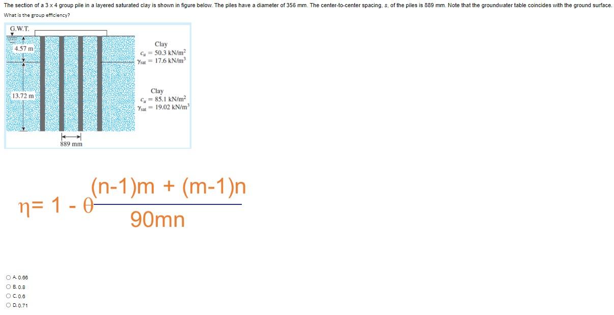 Solved The section of a 3 x 4 group pile in a layered | Chegg.com