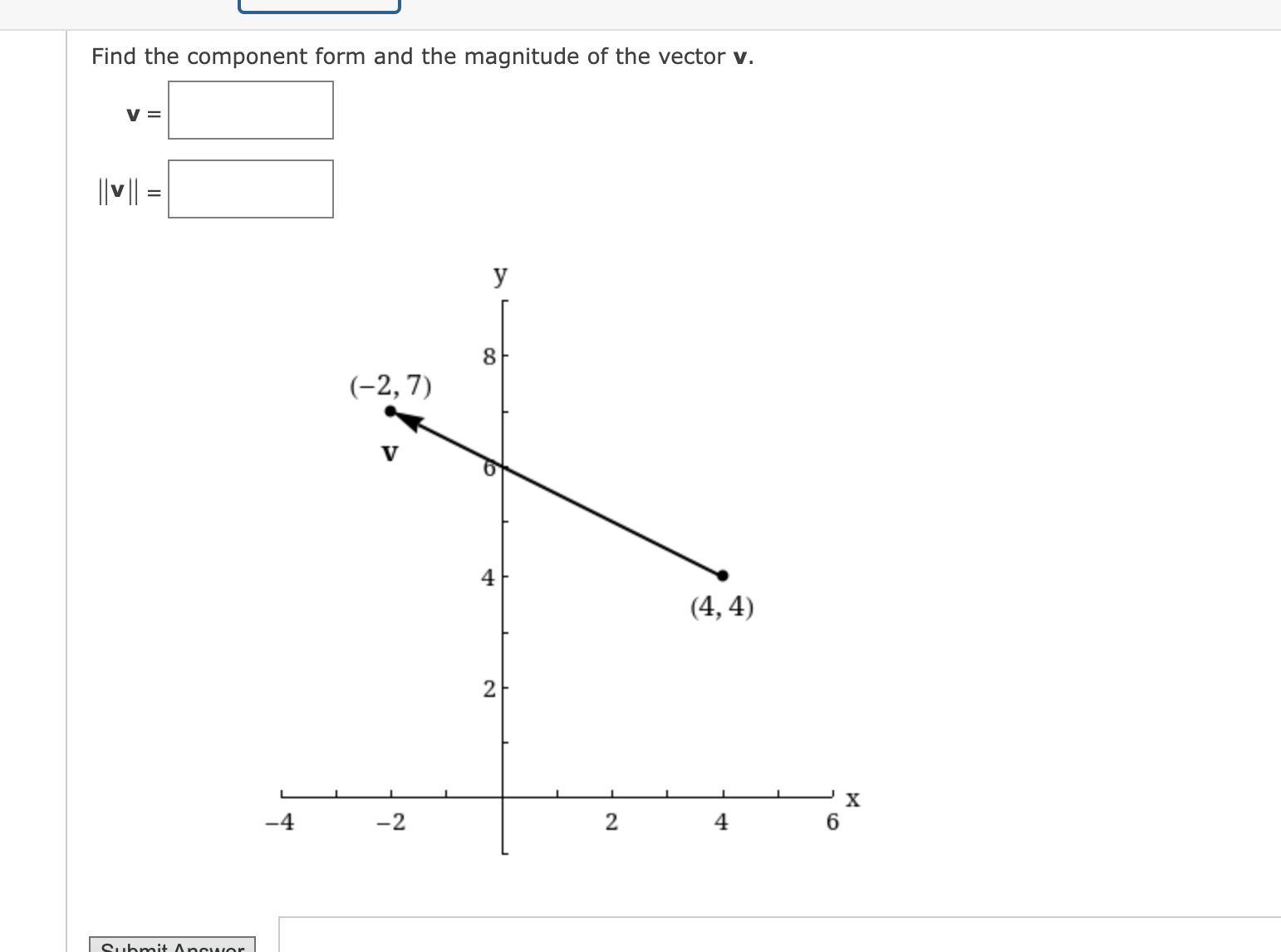 Solved Find the component form and the magnitude of the | Chegg.com
