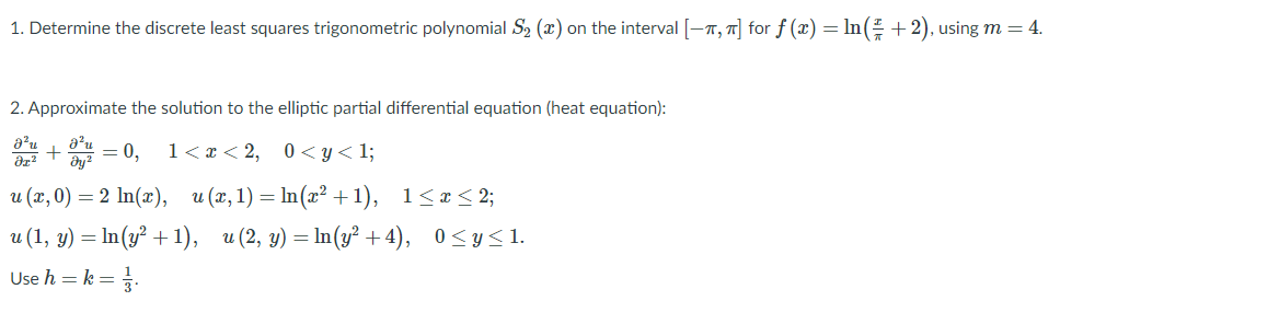 Solved 1. Determine the discrete least squares trigonometric | Chegg.com