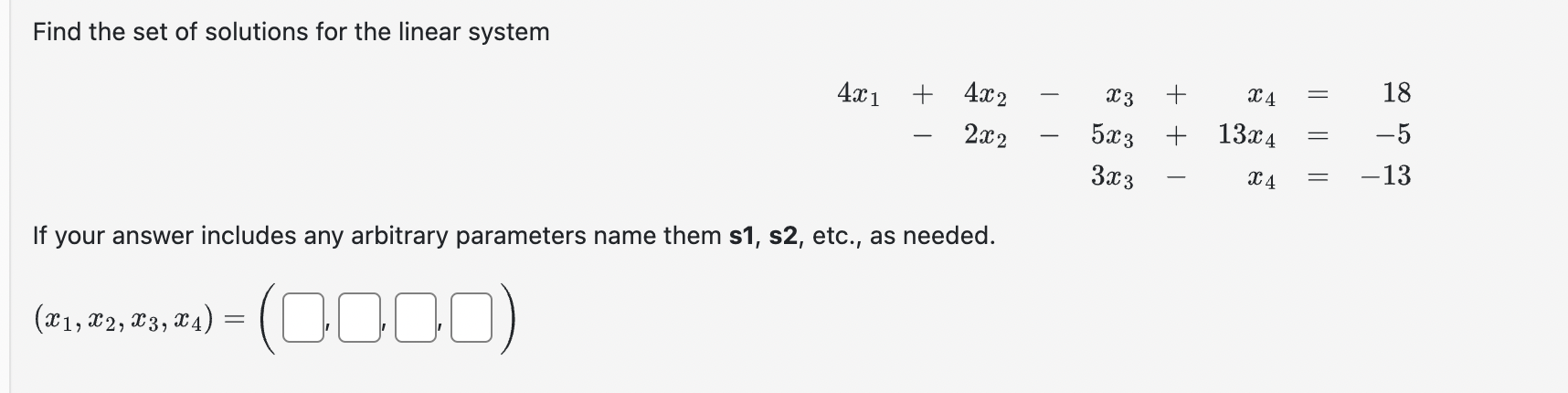 Solved Find the set of solutions for the linear system | Chegg.com