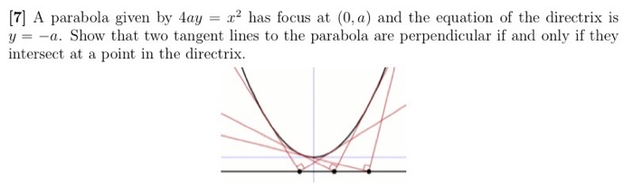 Solved [7] A parabola given by 4ay x2 has focus at (0, a) | Chegg.com