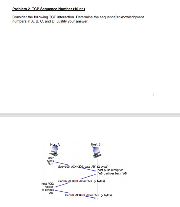 Solved Problem 2 Tcp Sequence Number 10 Pt Consider The 