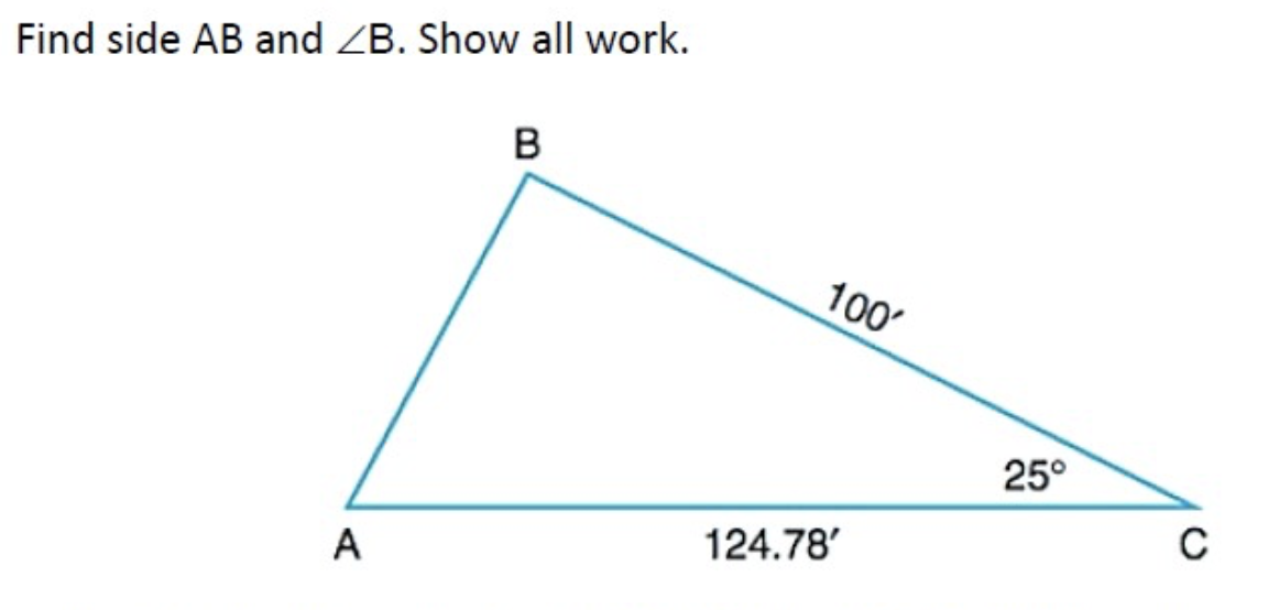 Solved Find side AB and ∠B. Show all work. | Chegg.com