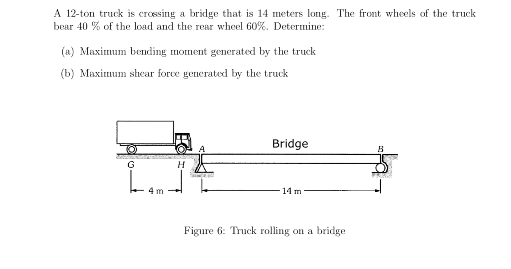 Solved A 12-ton truck is crossing a bridge that is 14 meters | Chegg.com