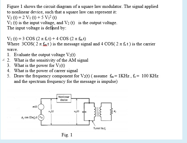 Solved Figure 1 shows the circuit diagram of a square law | Chegg.com