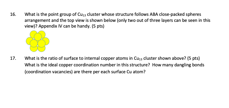 16. What is the point group of Cu13 cluster whose | Chegg.com