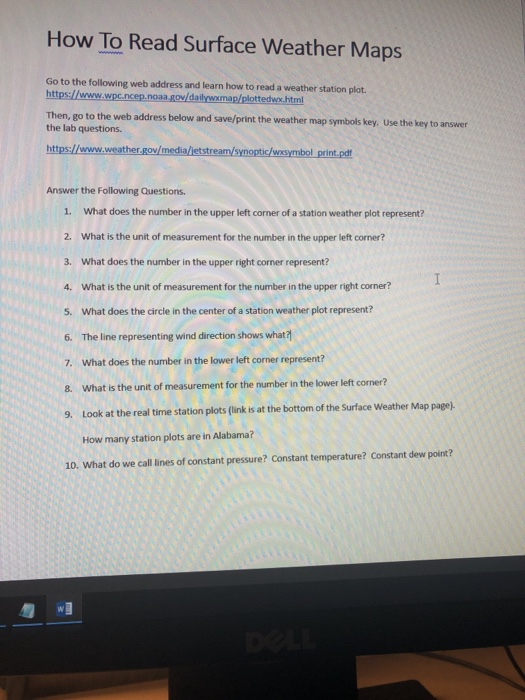 Solved How To Read Surface Weather Maps Go to the following | Chegg.com