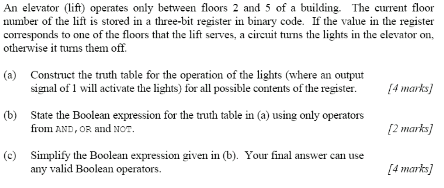 Solved An elevator (lift) operates only between floors 2 and | Chegg.com