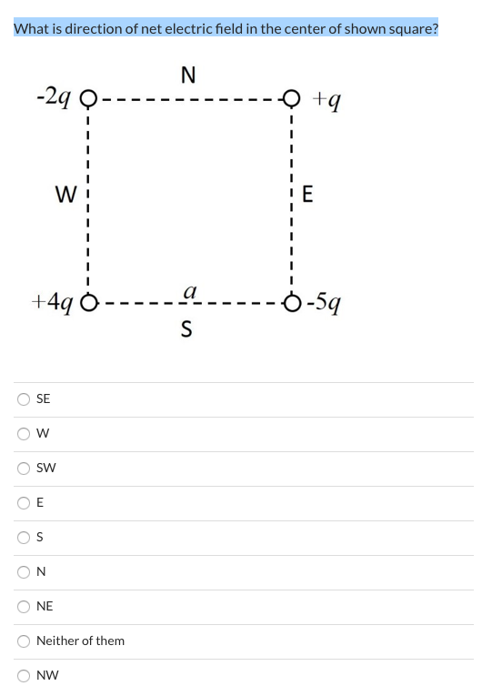 Solved What is direction of net electric field in the center | Chegg.com