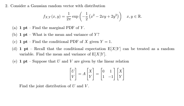 2. Consider a Gaussian random vector with | Chegg.com