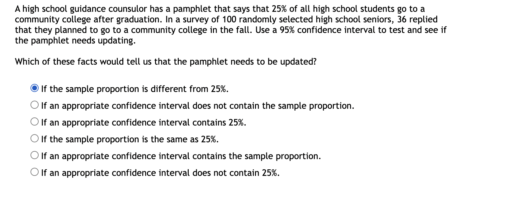 Solved A high school guidance counsulor has a pamphlet that | Chegg.com