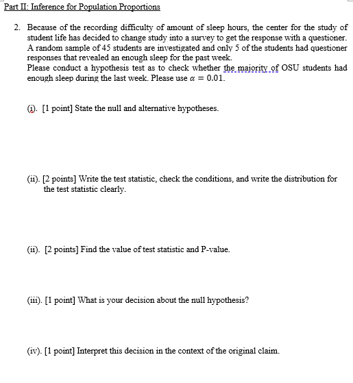 Solved III: Inference for Population Proportions 2. Because | Chegg.com