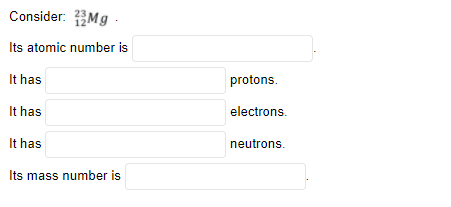 Solved Consider: Mg Its atomic number is It has protons. It | Chegg.com
