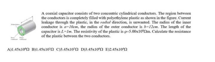 Solved A coaxial capacitor consists of two concentric | Chegg.com