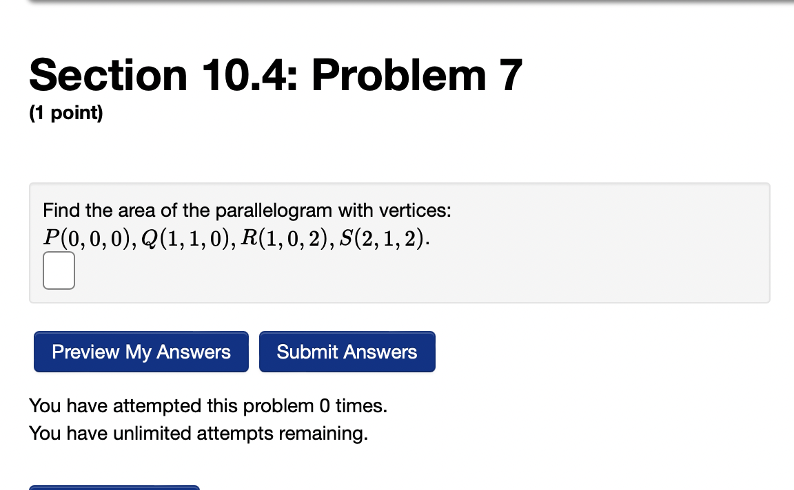 Solved Section 10.4: Problem 7 (1 point) Find the area of | Chegg.com