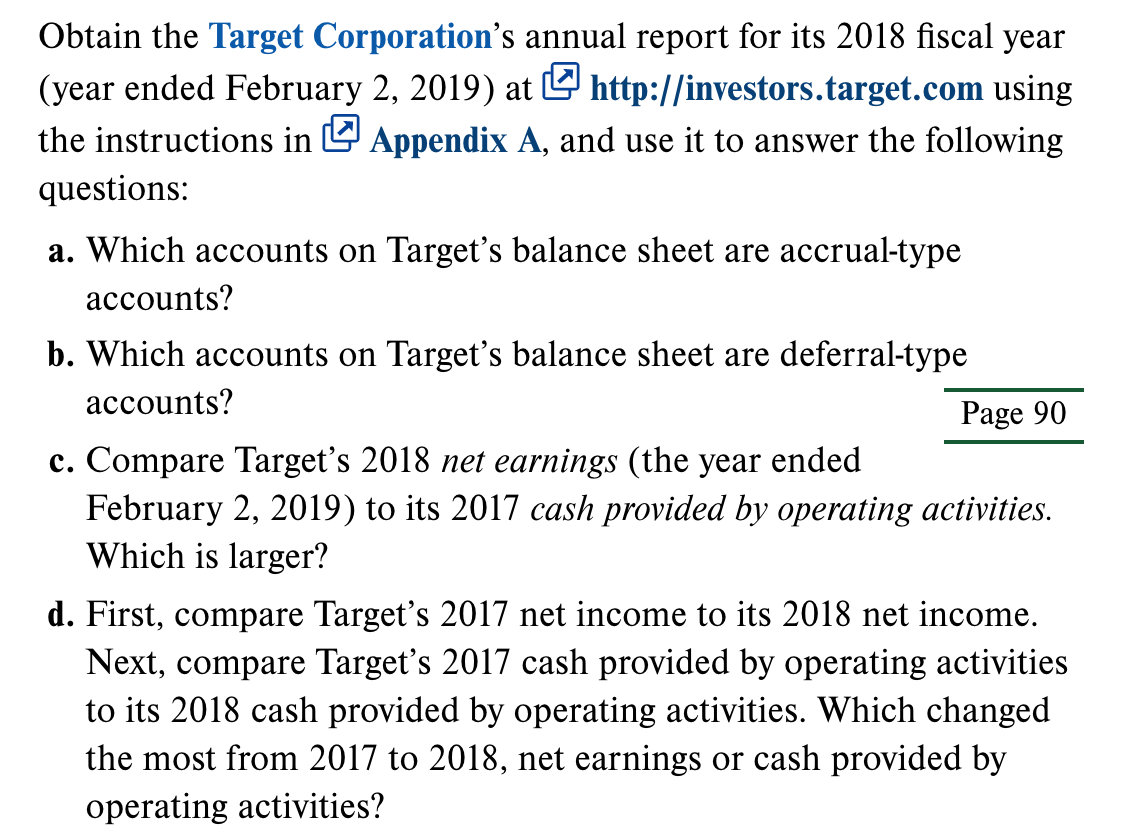 Obtain the Target Corporation's annual report for its | Chegg.com