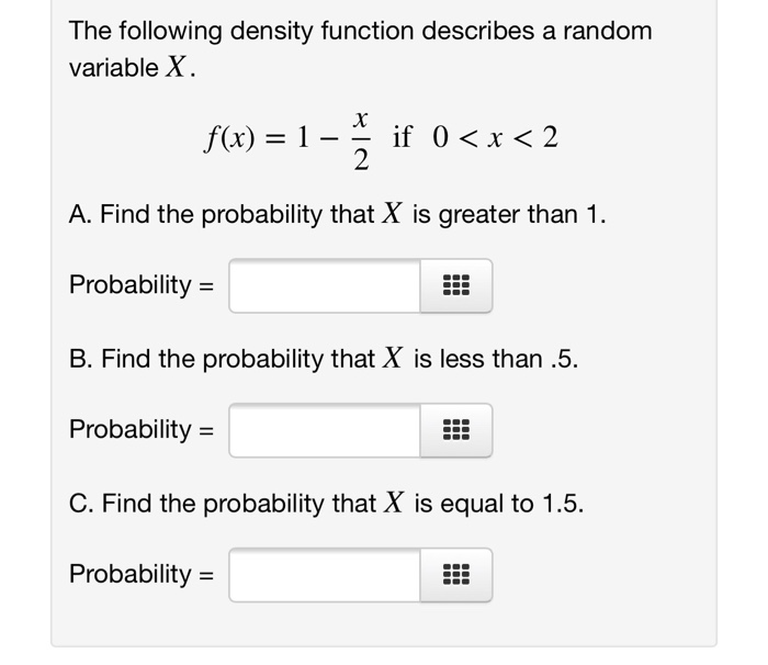Solved The following density function describes a random | Chegg.com