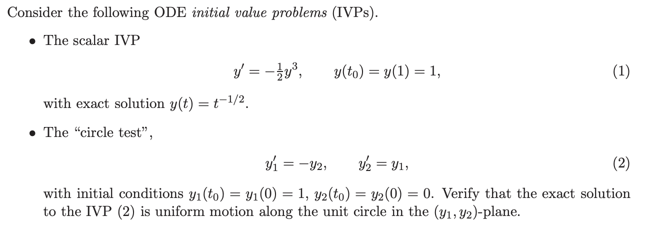 Consider the following ODE initial value problems | Chegg.com