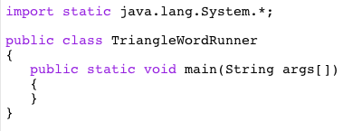 Solved import static java.lang.System.* class TriangleWord | Chegg.com
