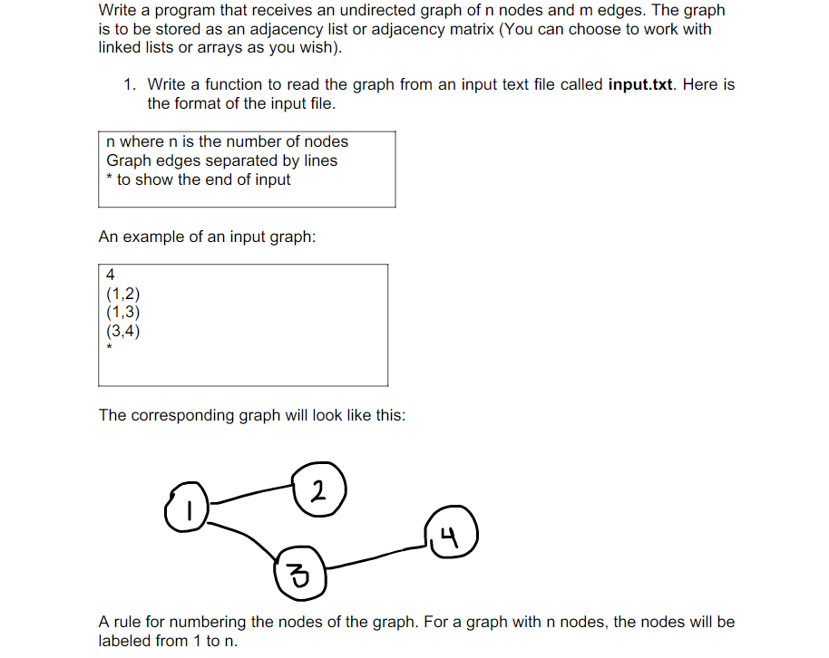 Solved Write A Program That Receives An Undirected Graph Of 4491