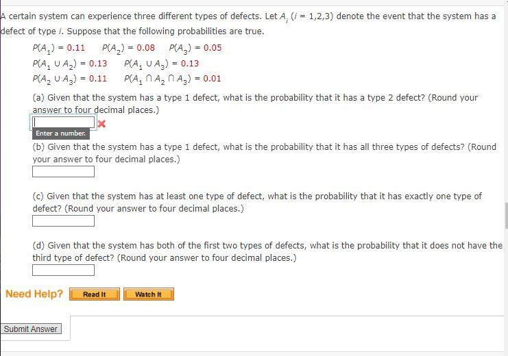 Solved A certain system can experience three different types | Chegg.com