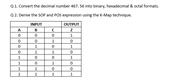 Solved Q1. Convert the decimal number 467.56 into binary, | Chegg.com